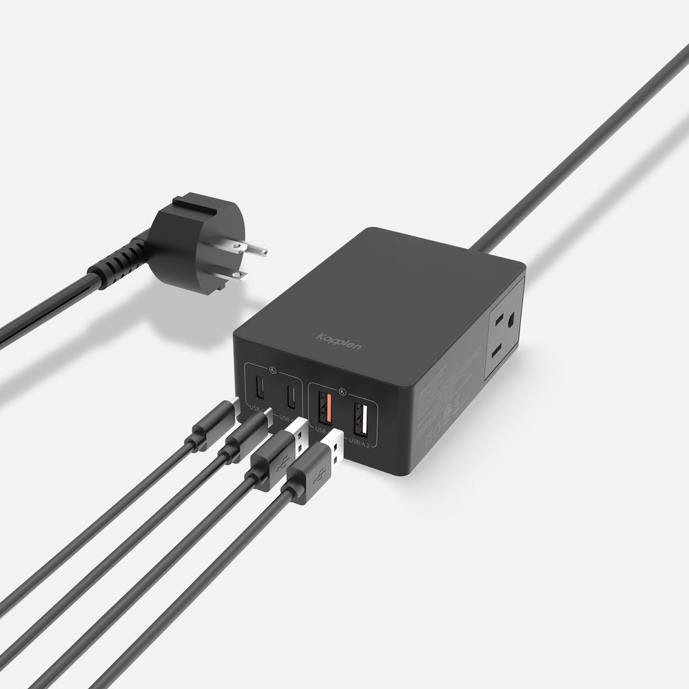 6-in-1 Power Hub | Dual AC Outlets | 65W USB-C Power Delivery